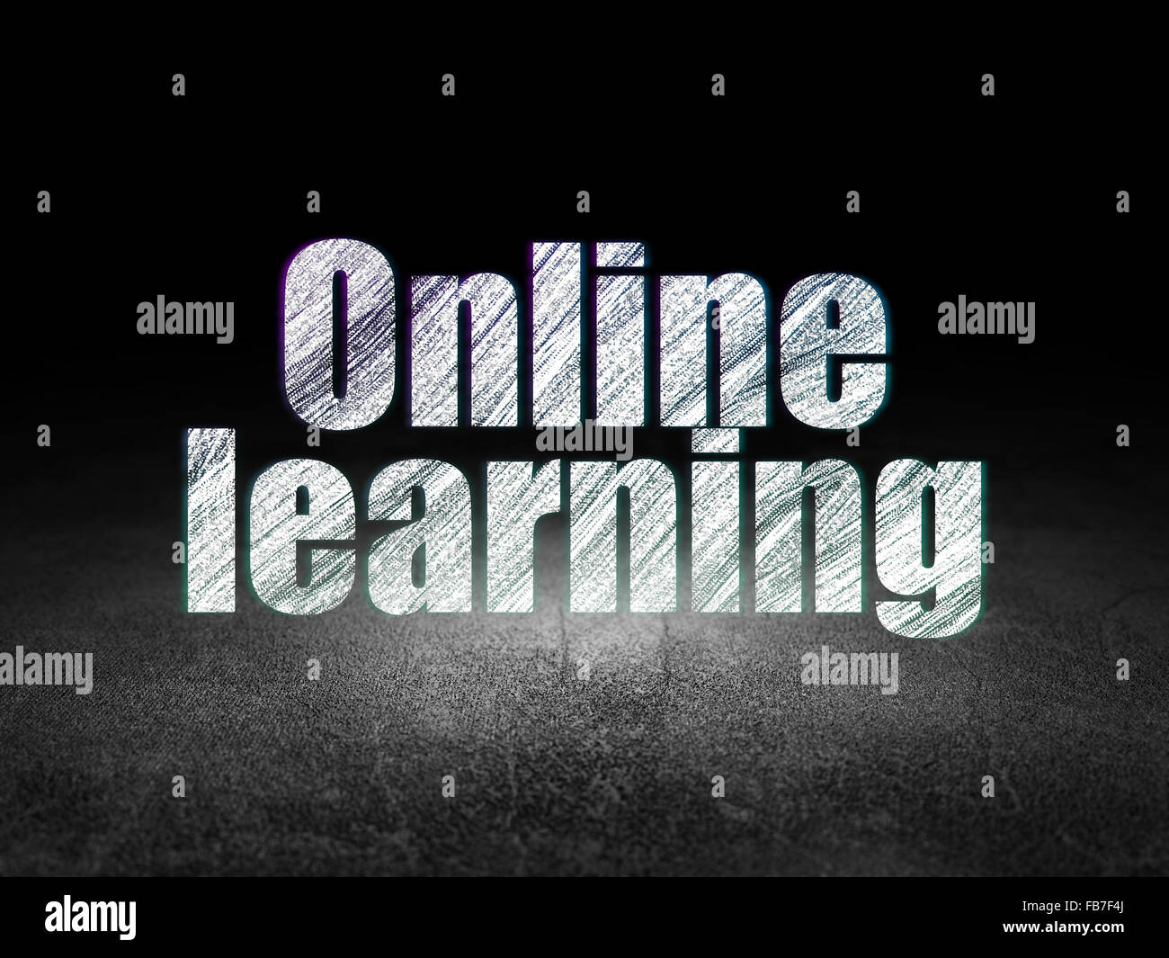 Studying concept: Online Learning in grunge dark room Stock Photo - Alamy