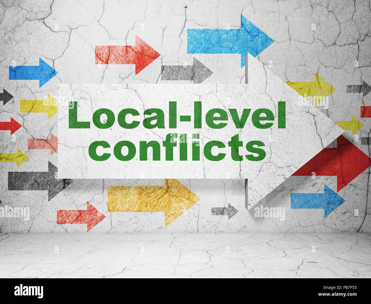 Political concept: arrow with Local-level Conflicts on grunge wall ...