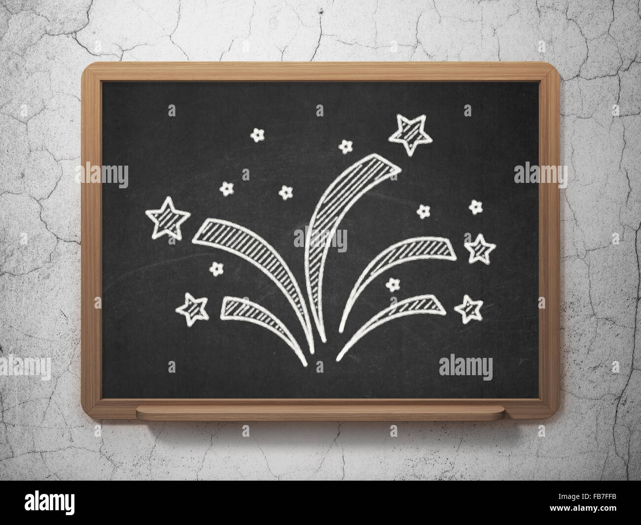 Entertainment, concept: Fireworks on chalkboard background Stock Photo ...