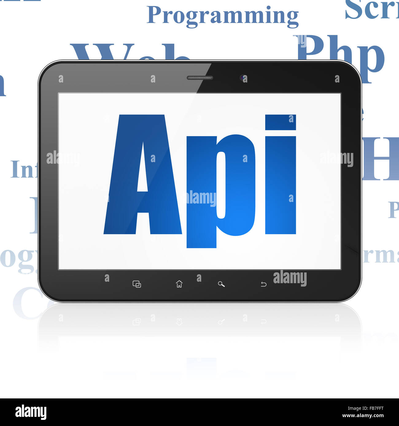 Programming concept: Tablet Computer with Api on display Stock Photo ...