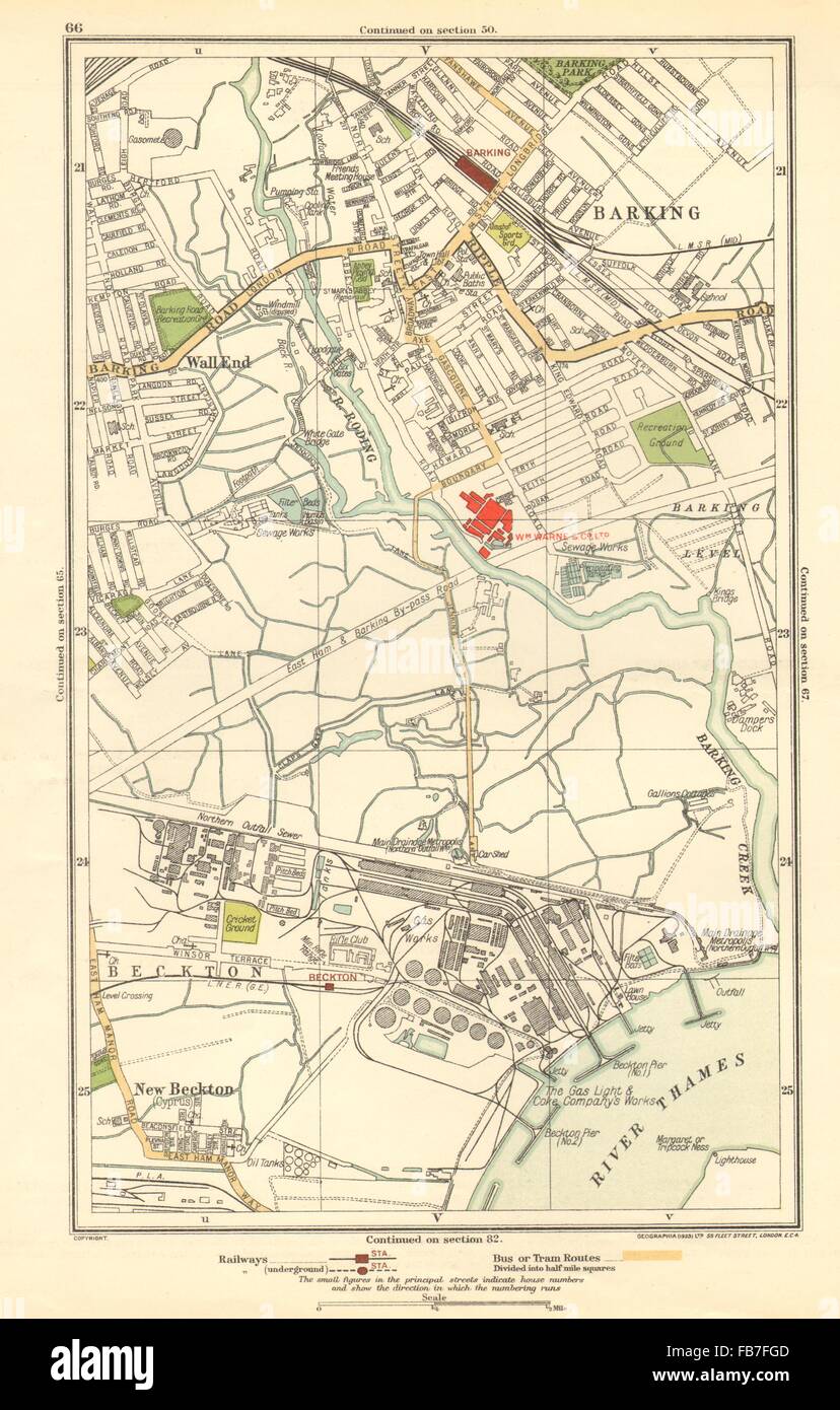 LONDON: Barking, Beckton, Cyprus, New Beckton, Wall End, 1923 vintage ...