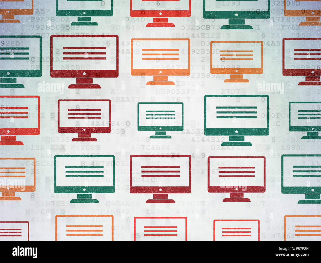 Software concept: Monitor icons on Digital Paper background Stock Photo ...