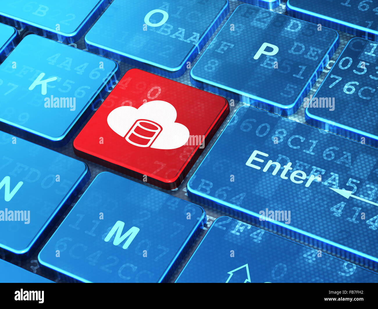 Software concept: Database With Cloud on computer keyboard background ...