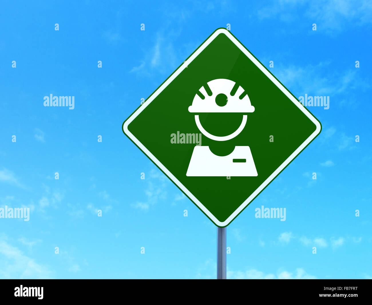 Industry concept: Factory Worker on road sign background Stock Photo ...