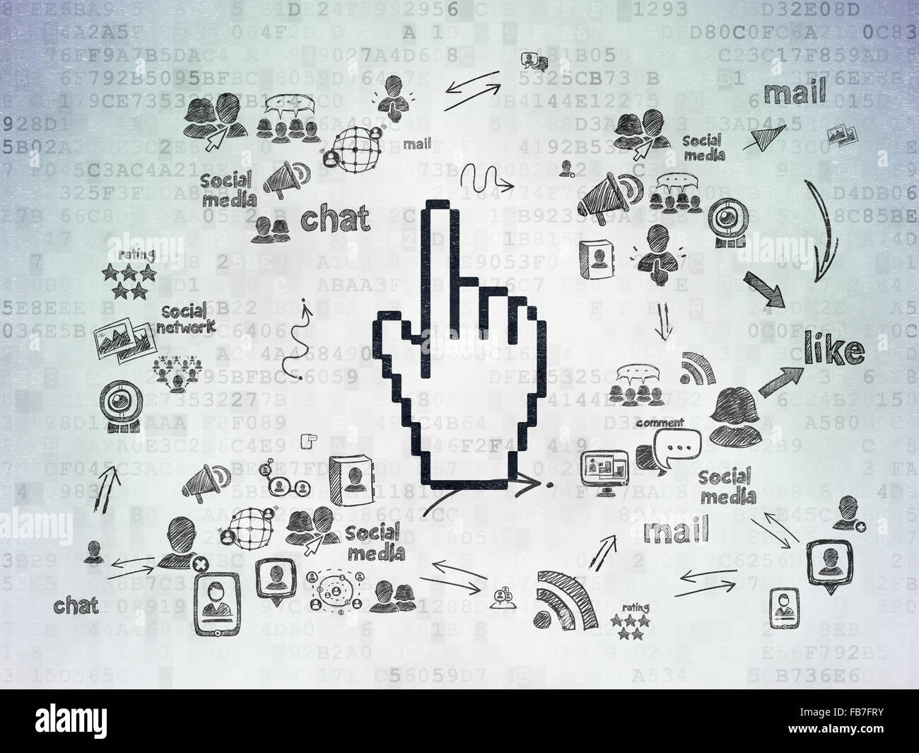 Social media concept: Mouse Cursor on Digital Paper background Stock Photo - Alamy