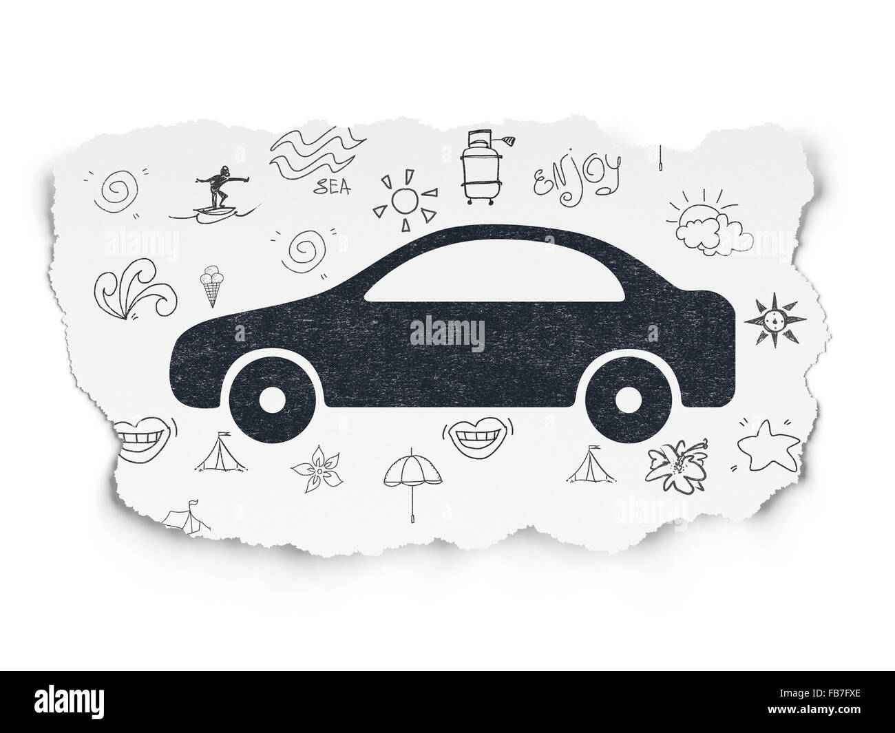 Vacation concept: Car on Torn Paper background Stock Photo - Alamy