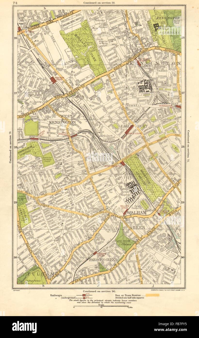 KENSINGTON: Earls Court, Fulham, Parsons Green, Walham Green, 1923 ...