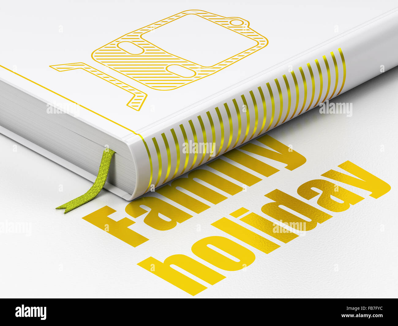 Vacation concept: book Train, Family Holiday on white background Stock ...