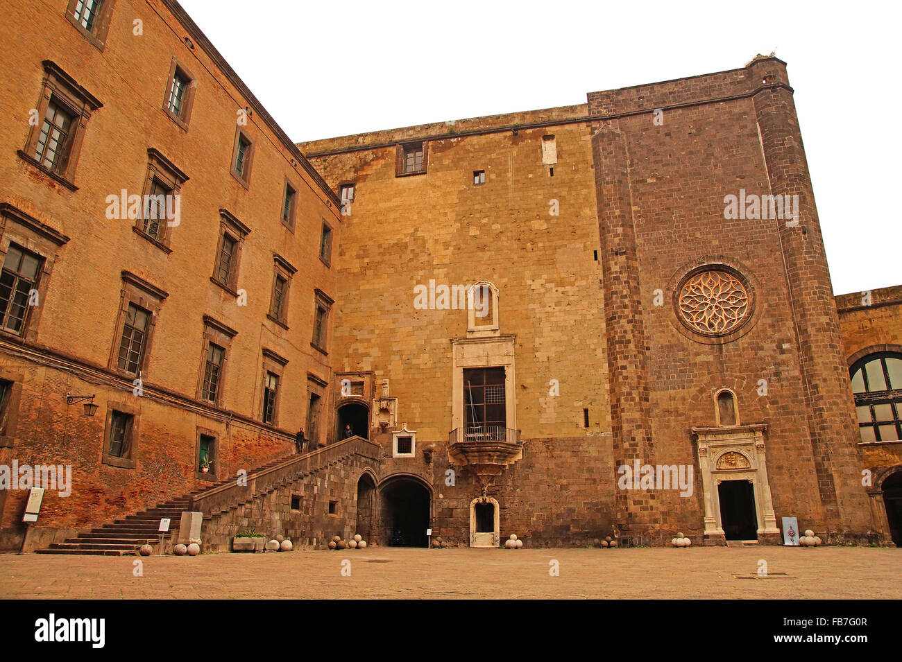 Walls inside the medieval Castel Nuovo -New Castle, one of the most ...