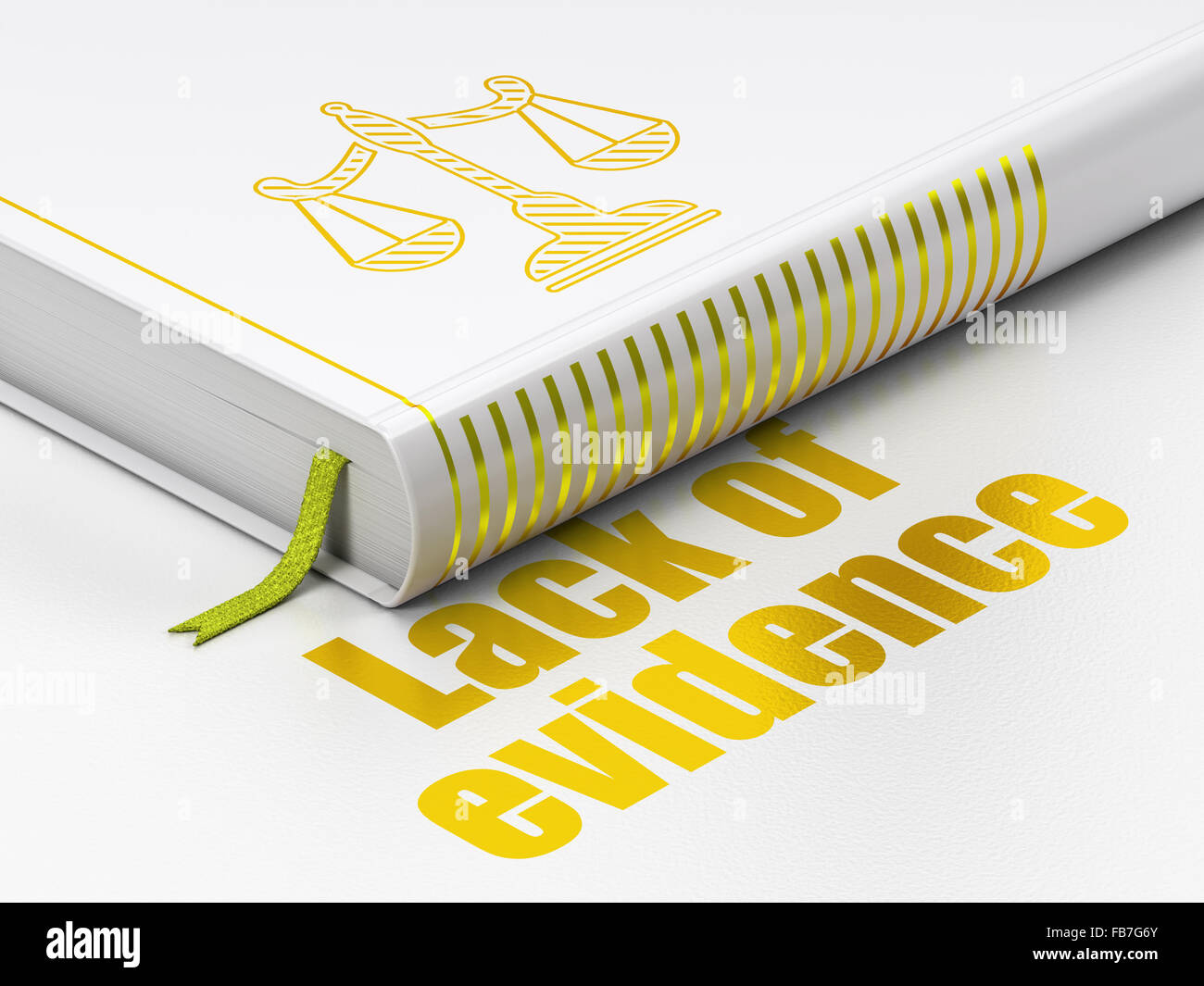 Law concept: book Scales, Lack Of Evidence on white background Stock ...