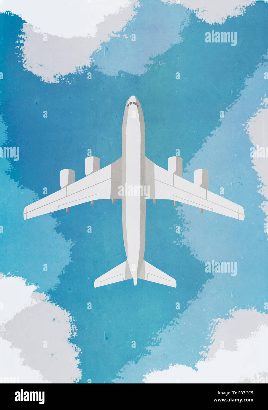 Directly above shot of airplane flying in sky Stock Photo - Alamy