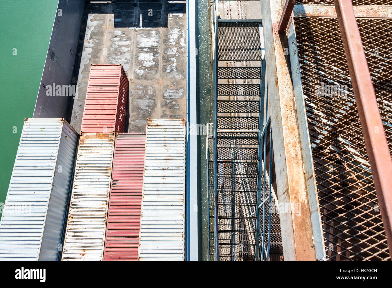 High angle view of cargo containers at port Stock Photo - Alamy