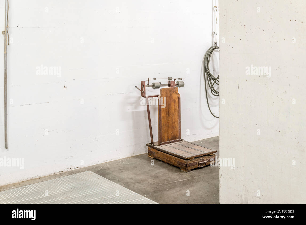 Old-fashioned weight scale against white background Stock Photo - Alamy