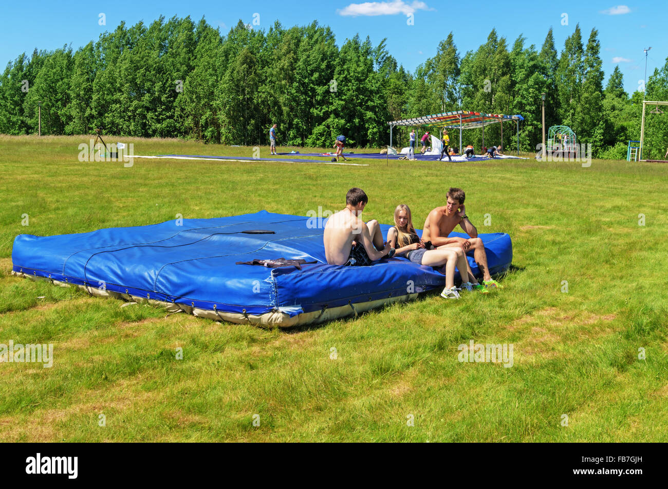 Parachutists - 2015.Rest before jumping Stock Photo - Alamy