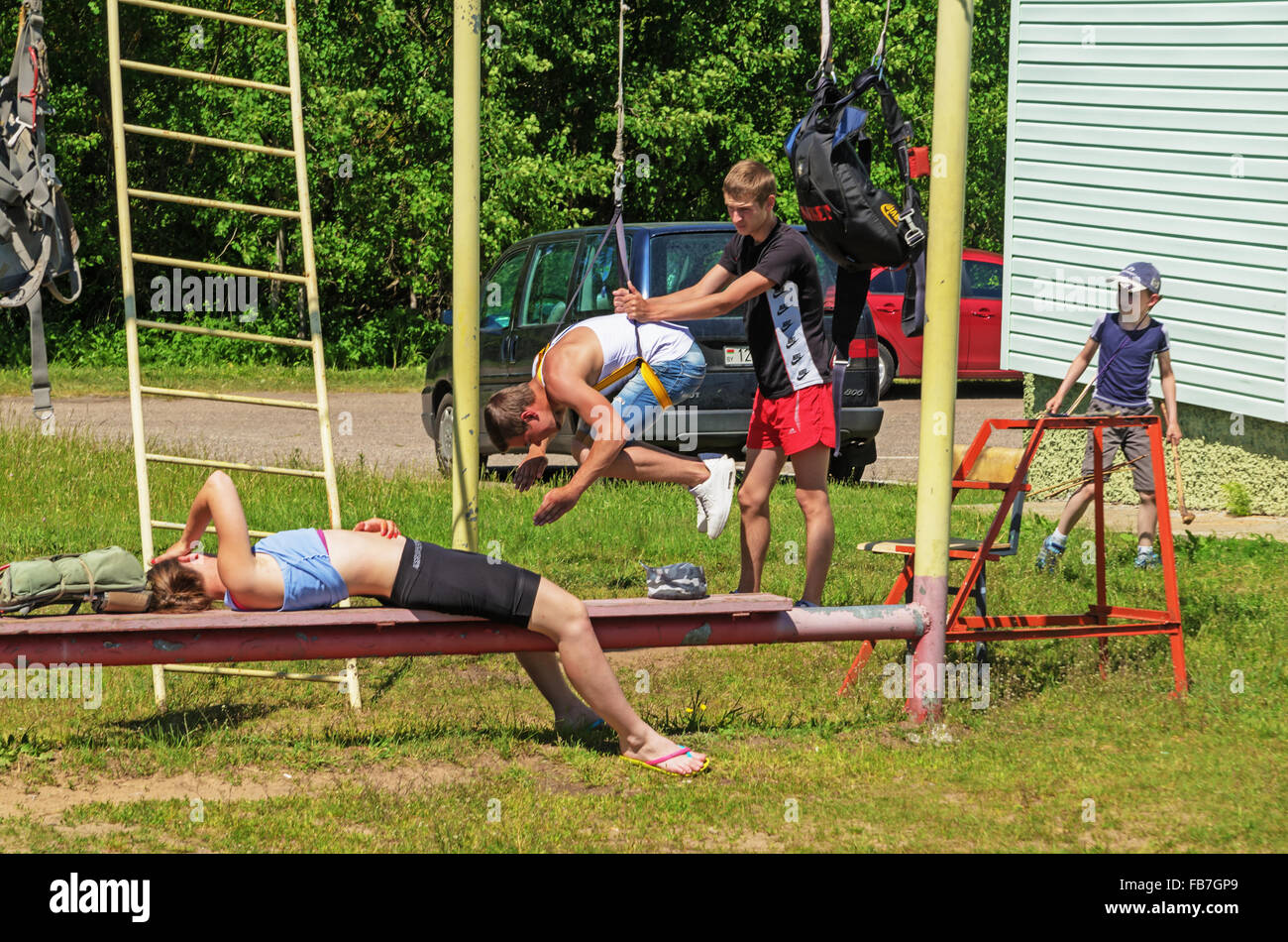 Parachutists - 2015.Training of parachutists in the harness of the ...