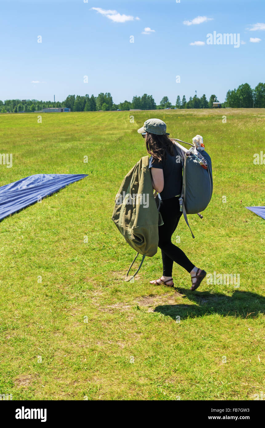 Parachutists - 2015.Packing of parachute Stock Photo - Alamy