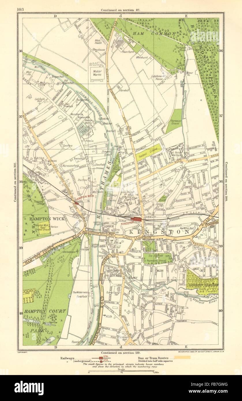 Kingston upon thames london map vintage hi-res stock photography and ...