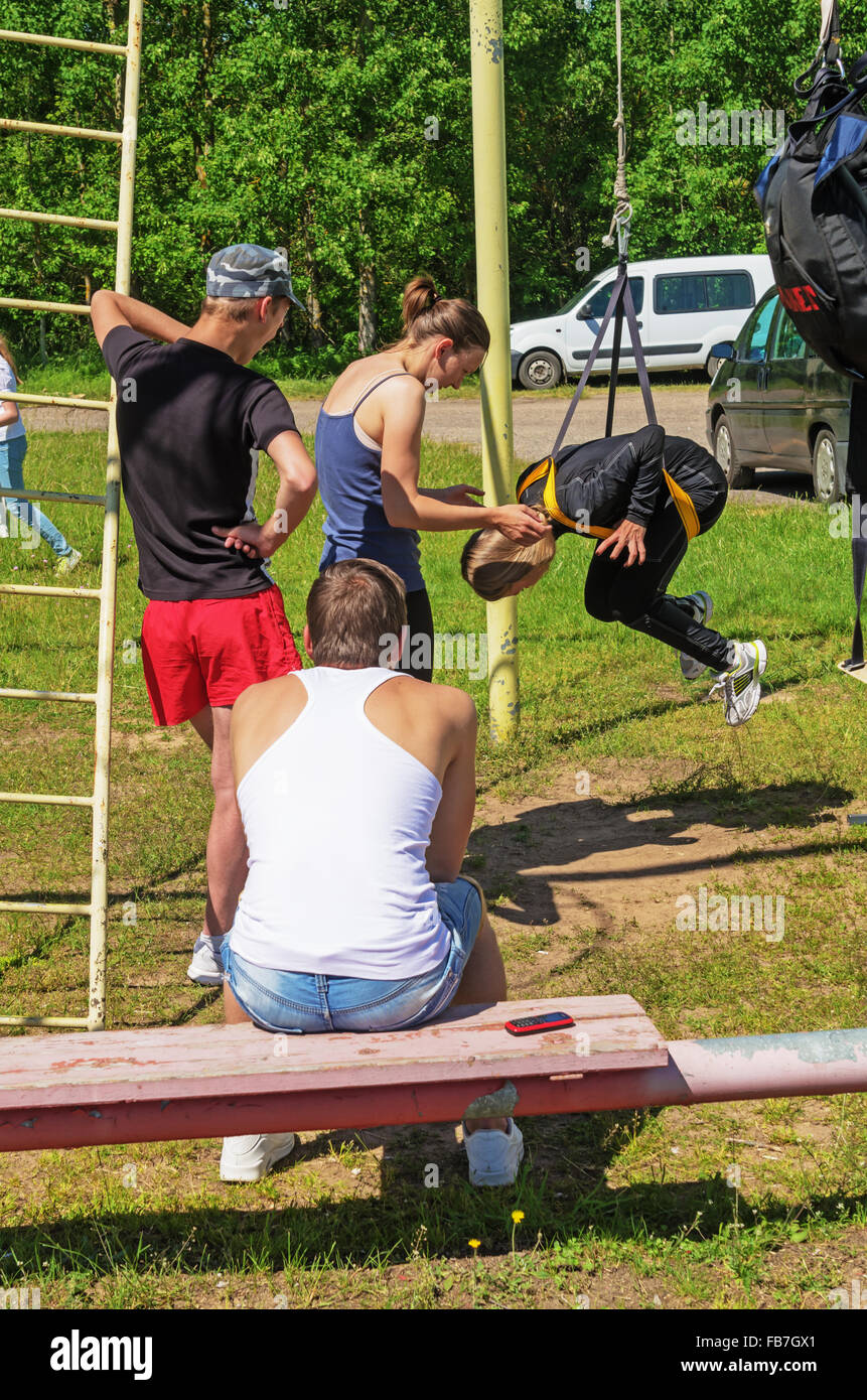 Parachutists - 2015.Training of parachutists in the harness of the ...