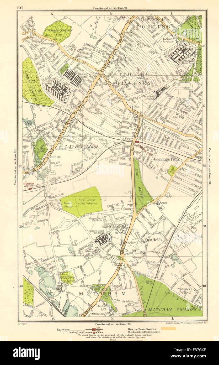 MITCHAM: Collier's Wood, Tooting Graveney, Furzedown, Eastfields, 1923 ...