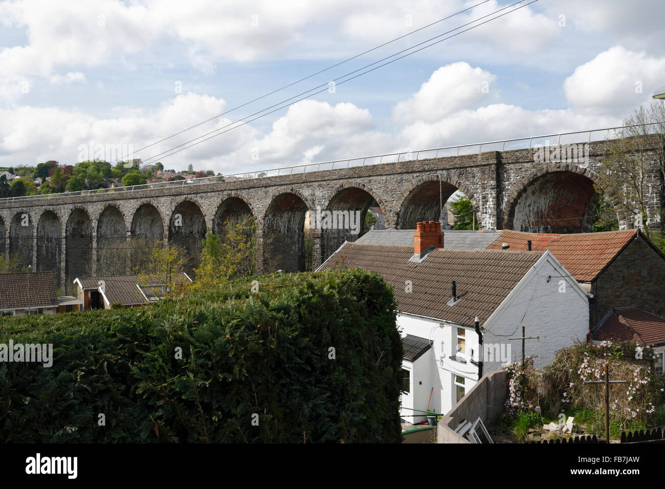 Hengoed viaduct at Maesycwmmer Wales UK. Disused railway bridge ...