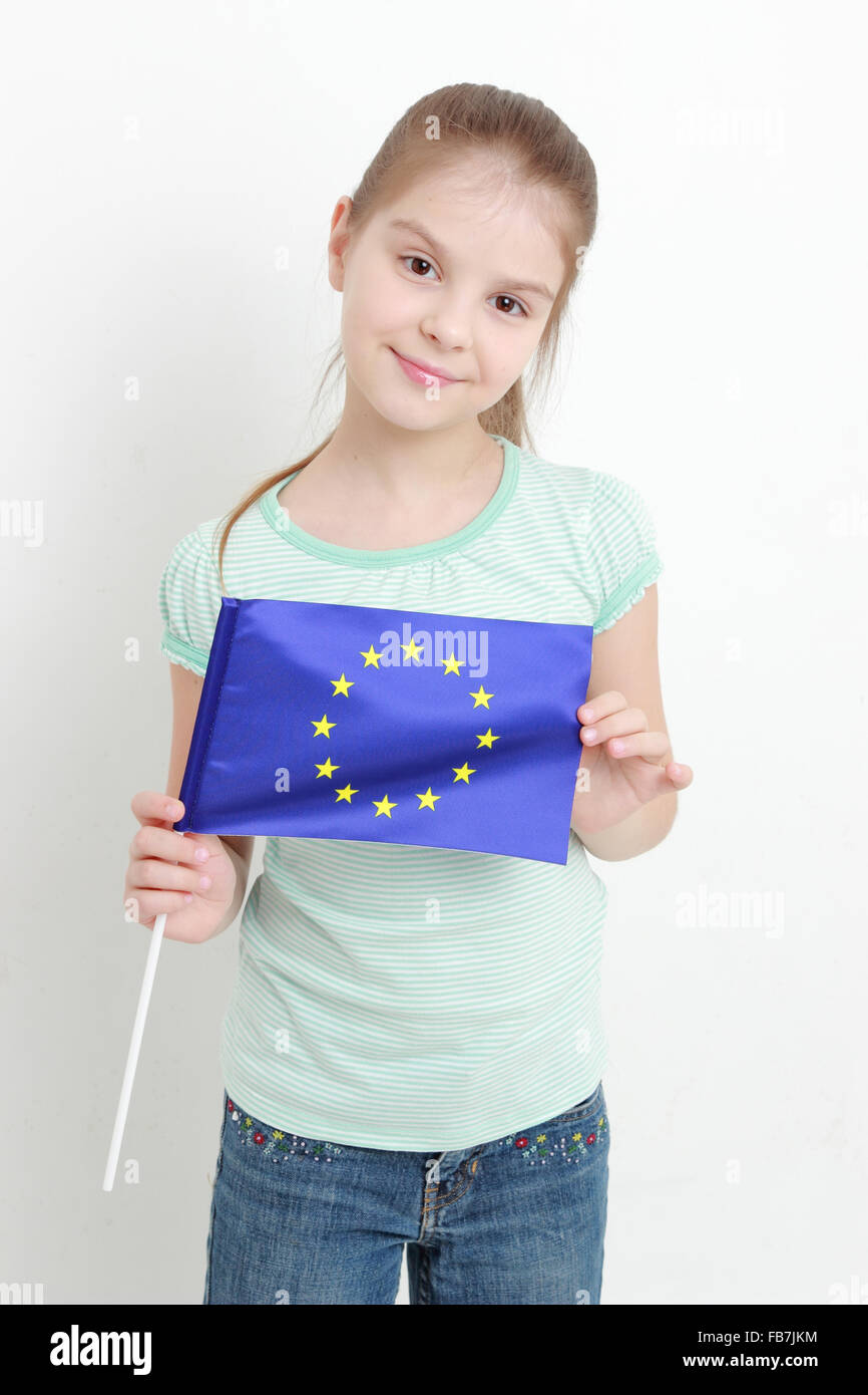 kid and european flag Stock Photo - Alamy