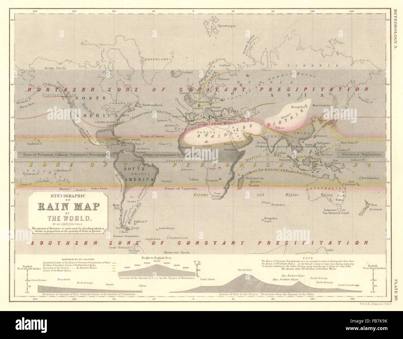 WORLD: Hyetographic or rain map of the World, 1850 Stock Photo - Alamy