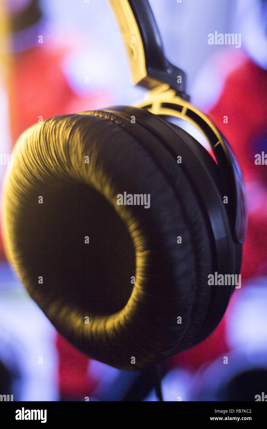 Professional dj studio deejay closed headphones color photo Stock Photo ...