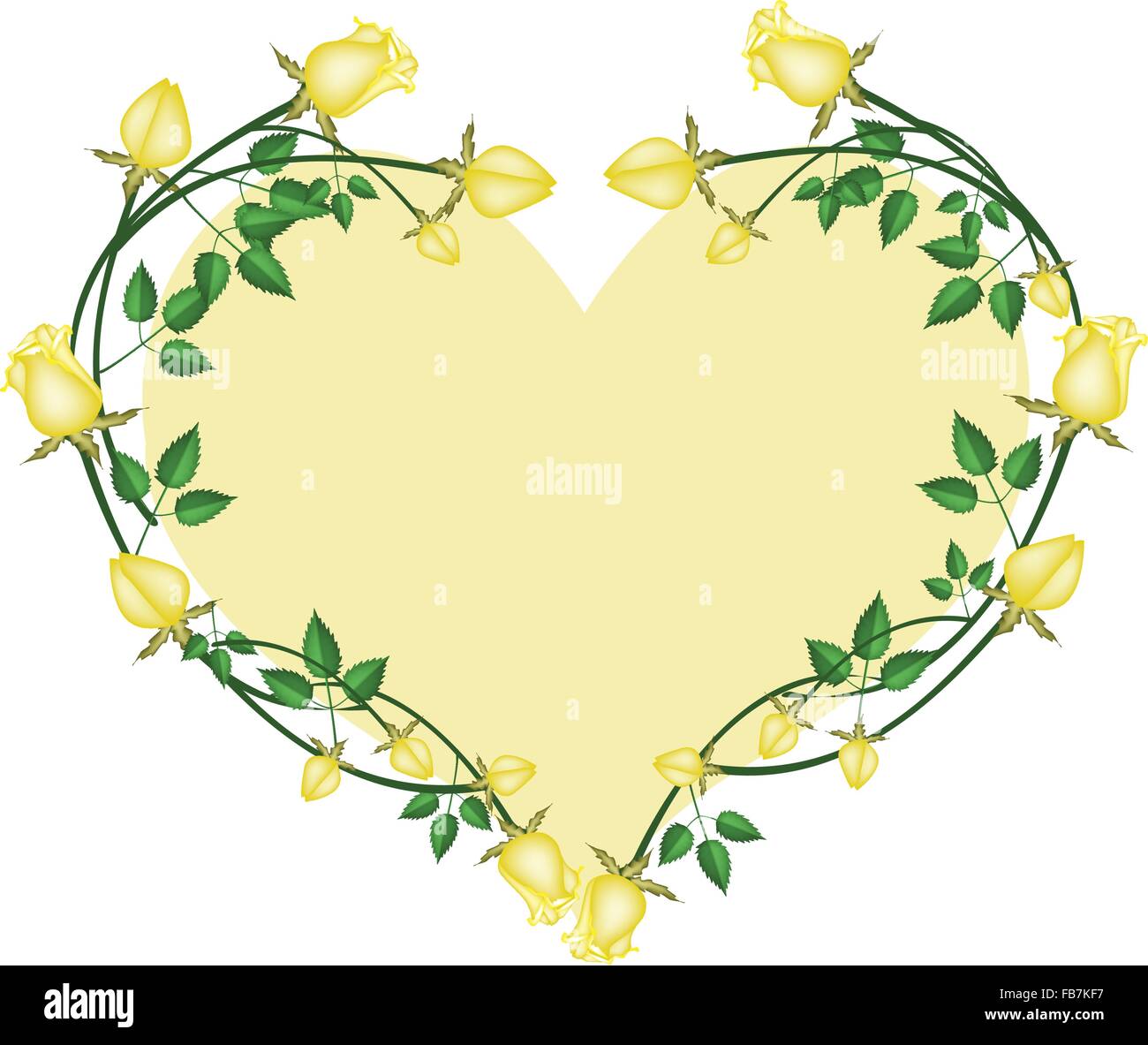 Love Concept, Illustration of Yellow Roses Forming in Heart Shape with ...