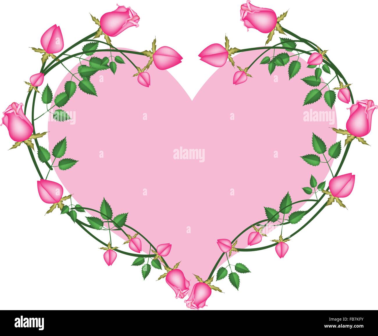 Love Concept, Illustration of Pink Roses Forming in Heart Shape with ...