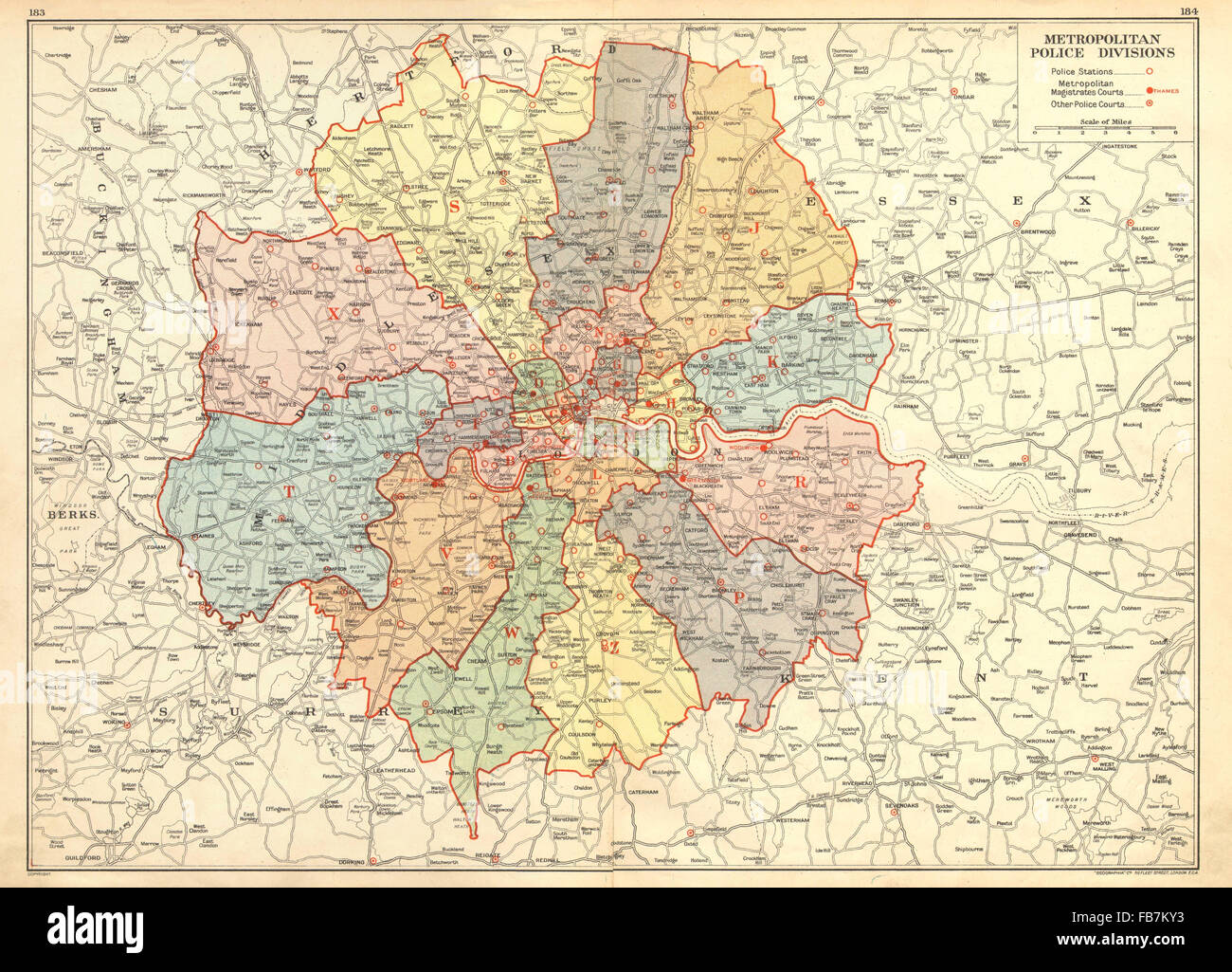 LONDON: Metropolitan Police Divisions. Stations. Magistrates Courts ...