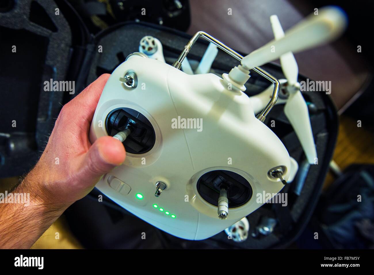 Small Drone Remote Preparation. Large Flying Remote Controller and ...