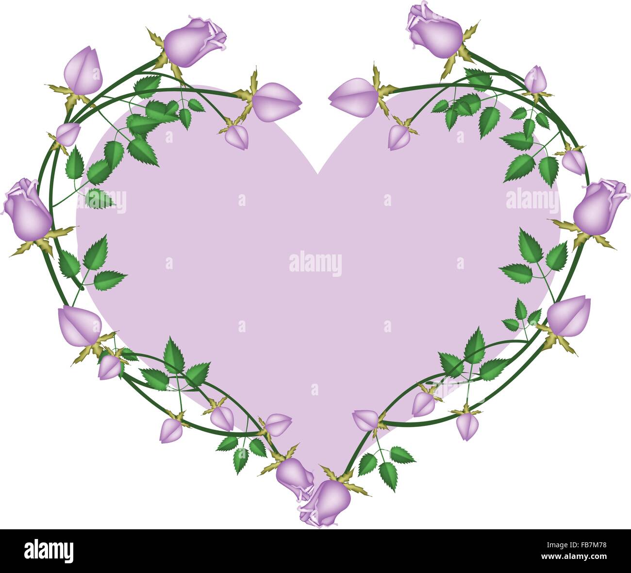Love Concept, Illustration of Purple Roses Forming in Heart Shape with ...