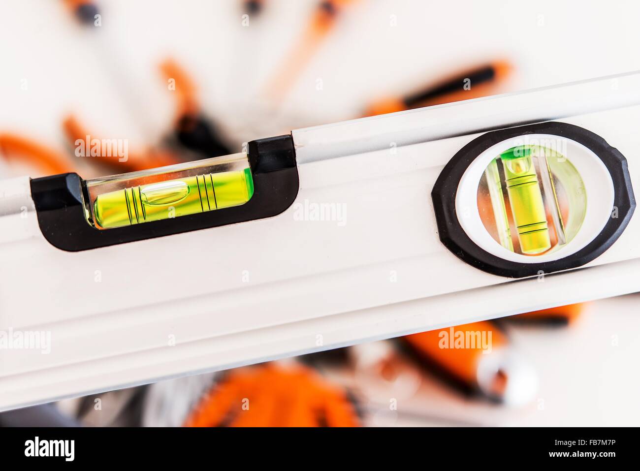 Spirit Level Closeup. Leveling Construction Tool Stock Photo - Alamy