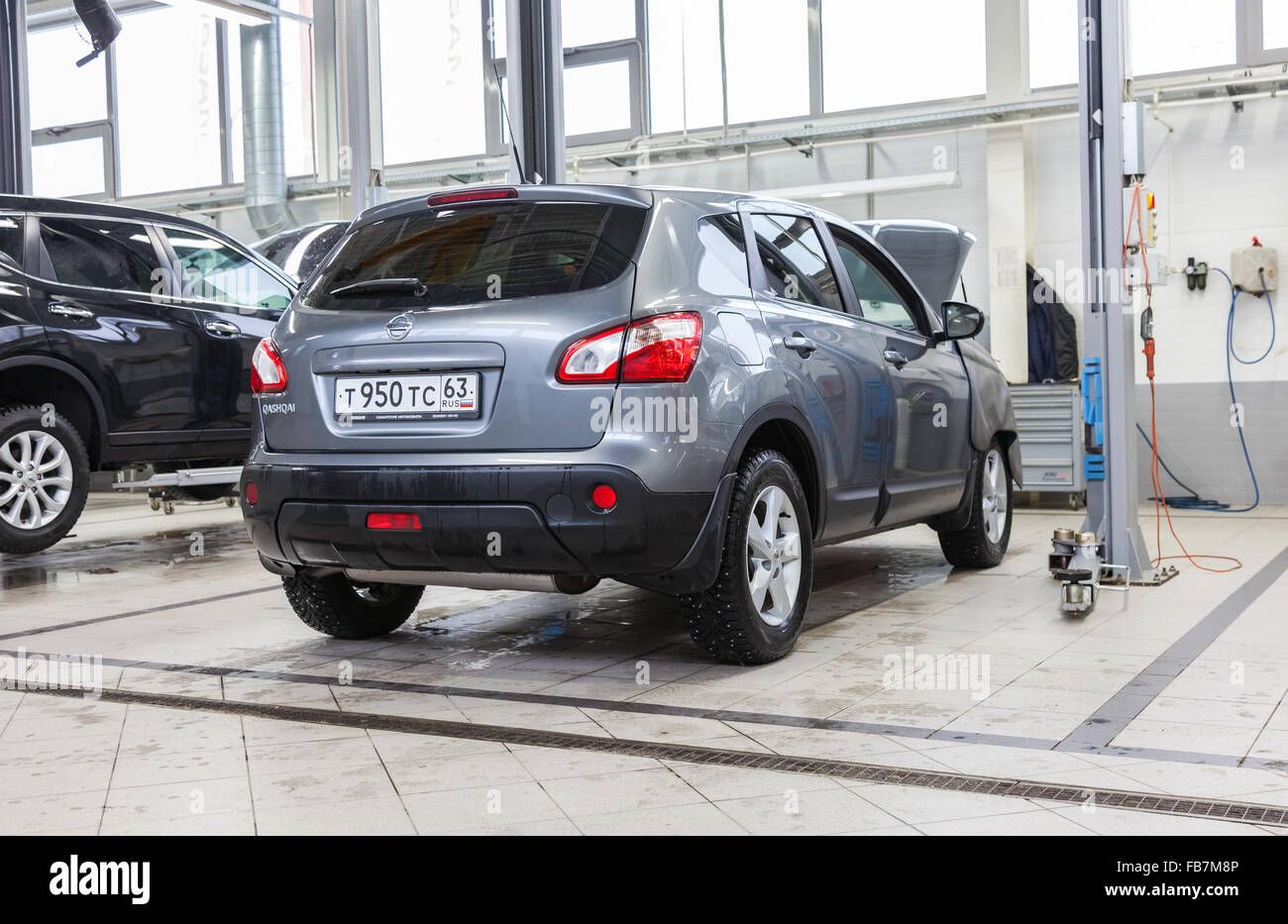 Inside in the auto repair service station of the official dealer Nissan ...