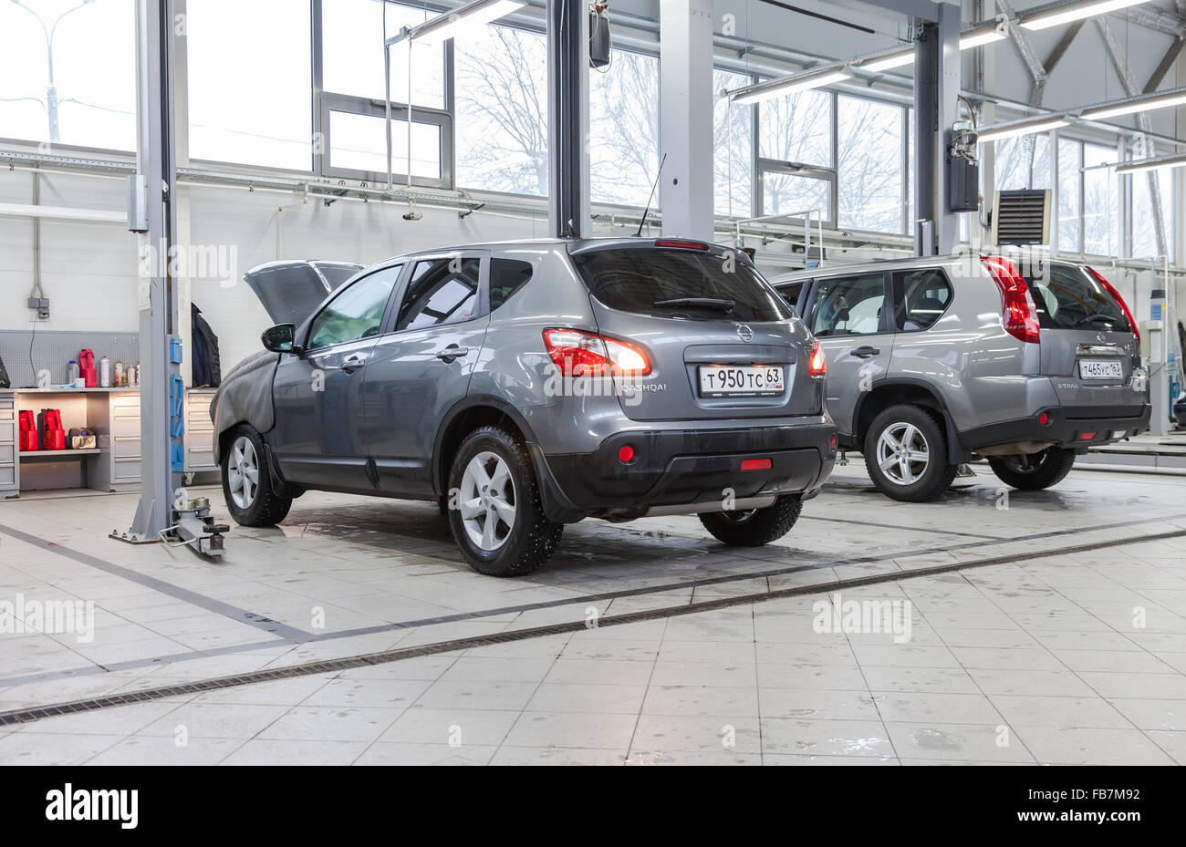Inside in the auto repair service station of the official dealer Nissan ...