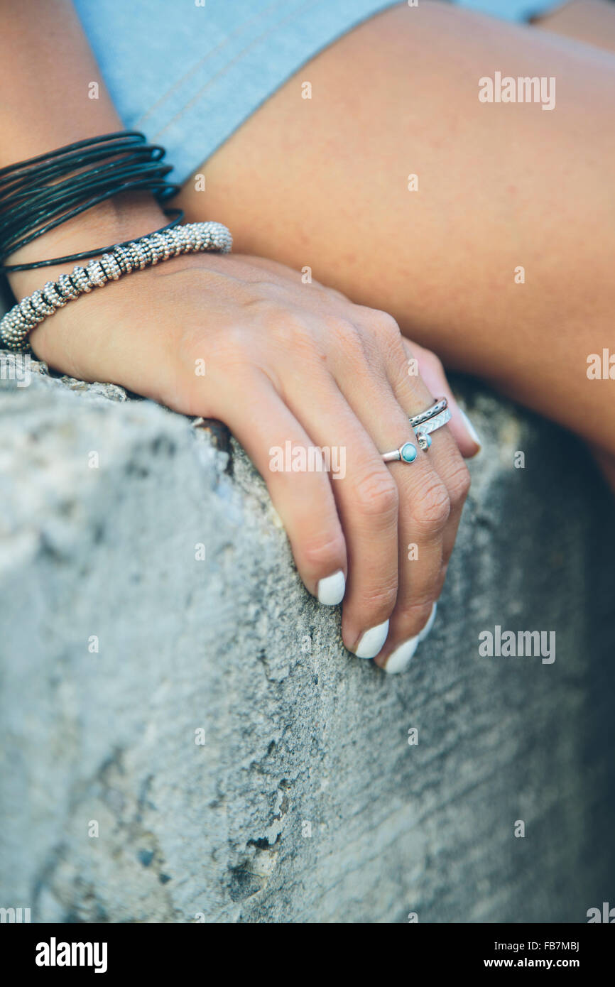 Woman on stone hi-res stock photography and images - Alamy