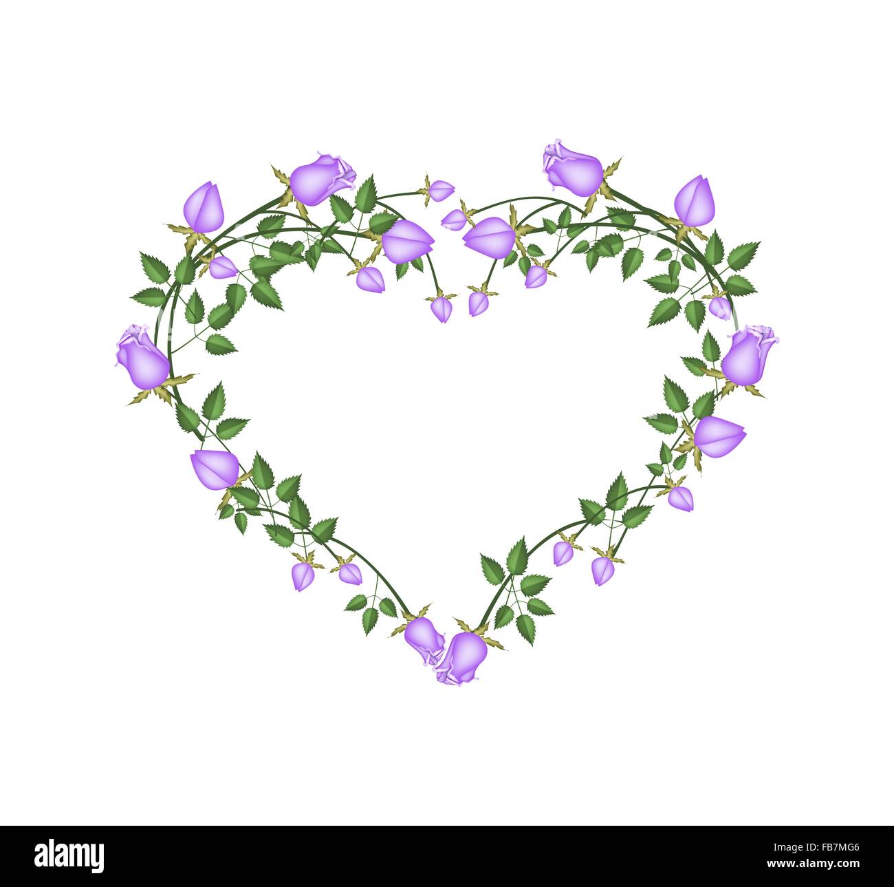 Love Concept, Illustration of Purple Roses Forming in Heart Shape ...