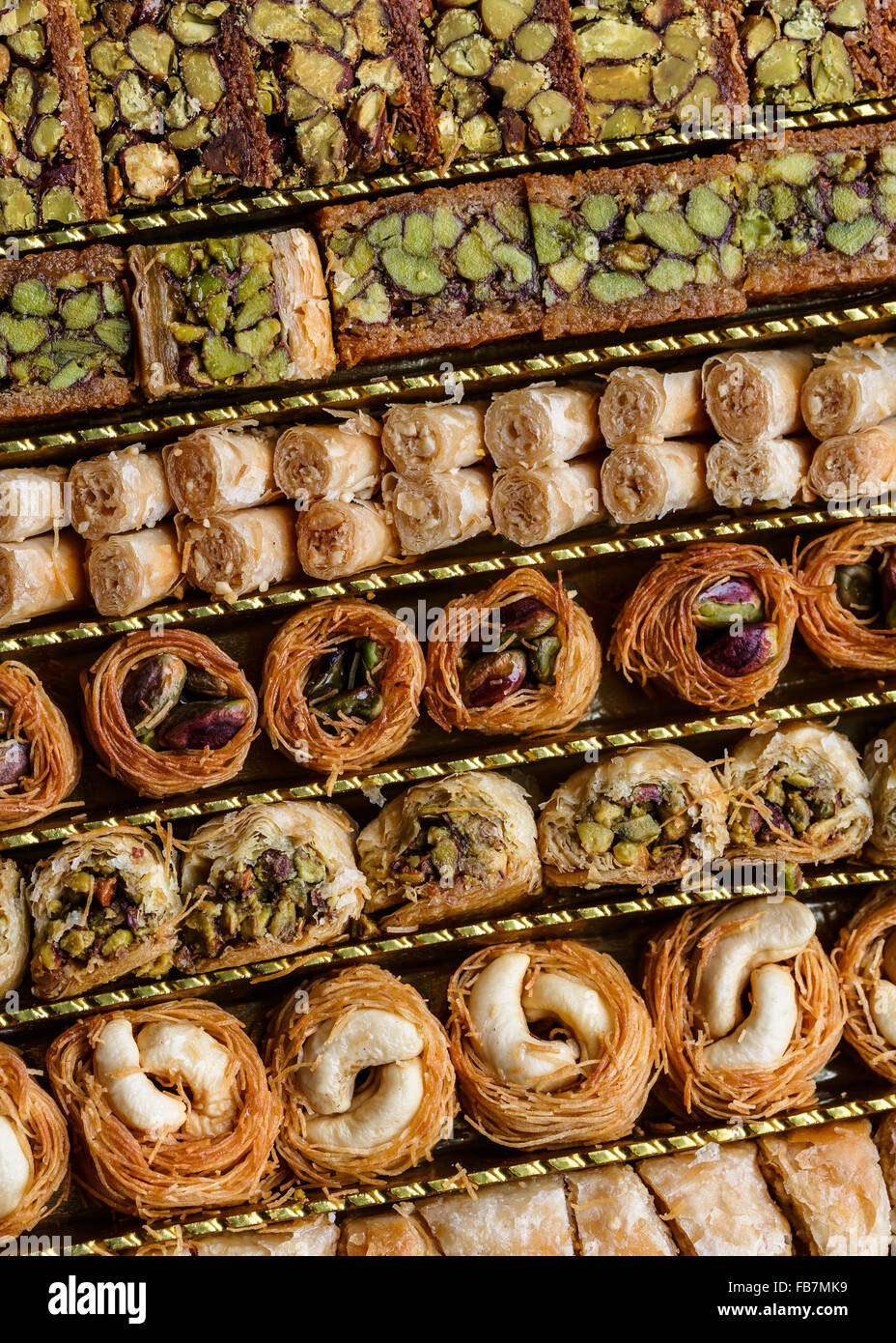 Syrian pastry, with pistachios and nuts Stock Photo - Alamy