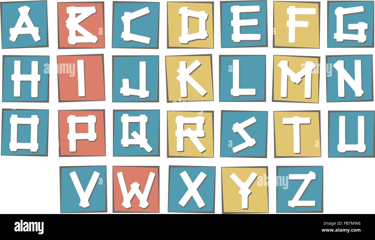 Set of colorful uppercase alphabet letters on square with frame Stock ...