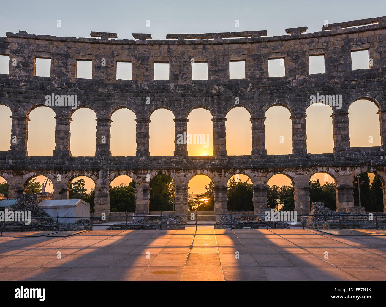 Inside of Ancient Roman Amphitheater in Pula, Croatia, Famous Travel ...
