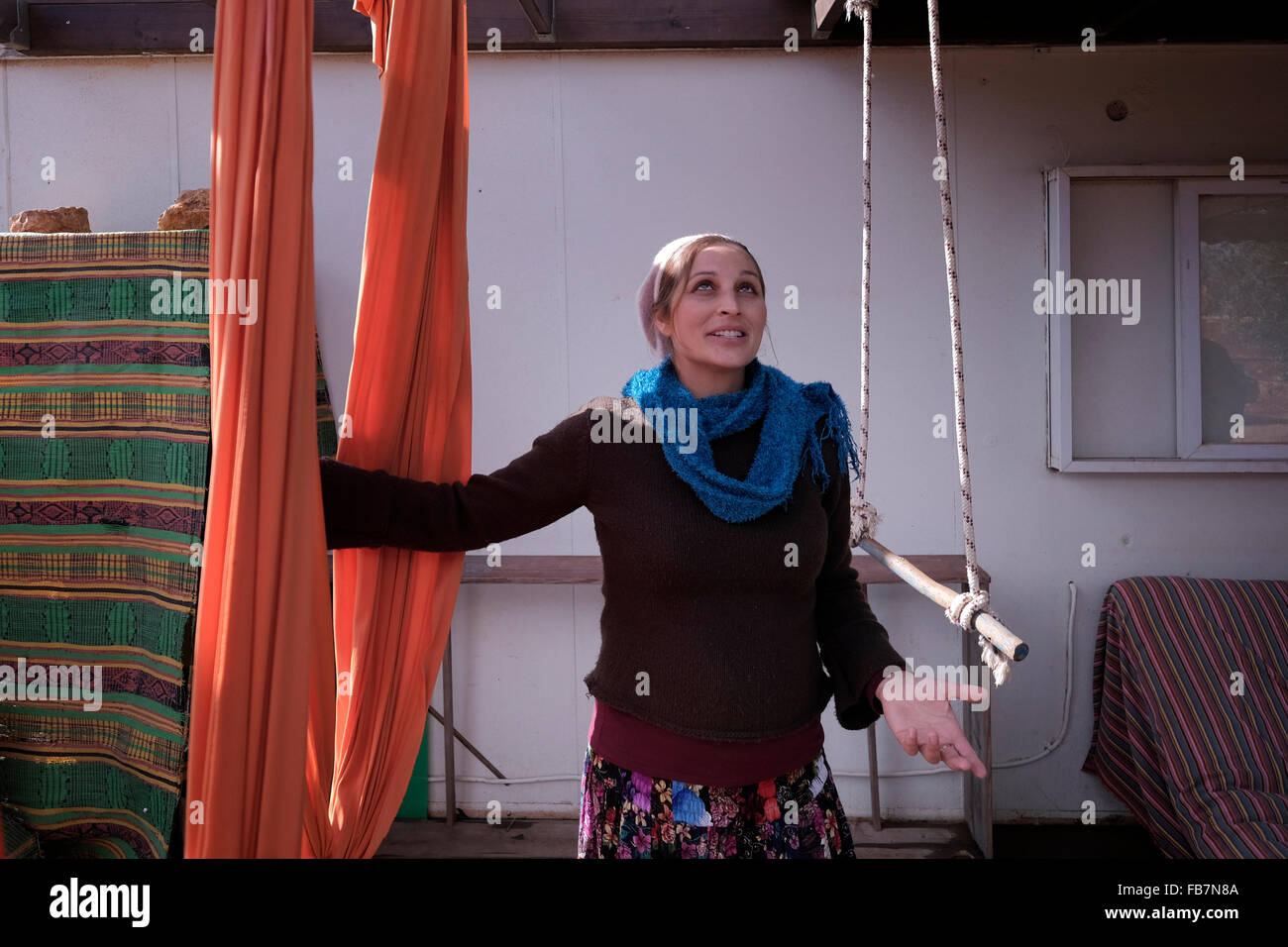 Tzipora Aloni Jewish settler in front of her home in Esh Kodesh which ...
