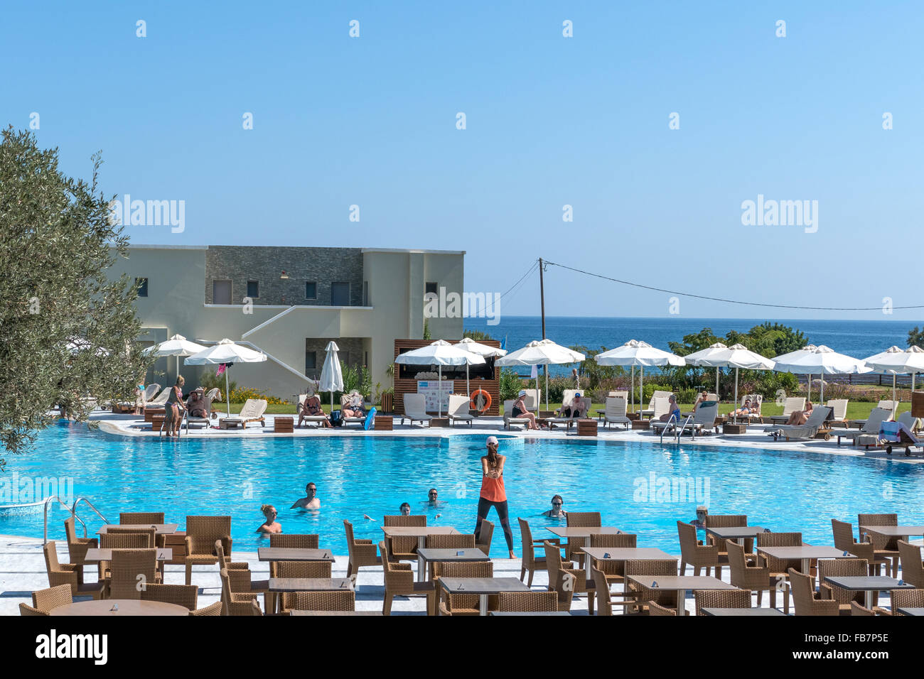 Water aerobics animation in a resort hotel swimming pool Stock Photo ...
