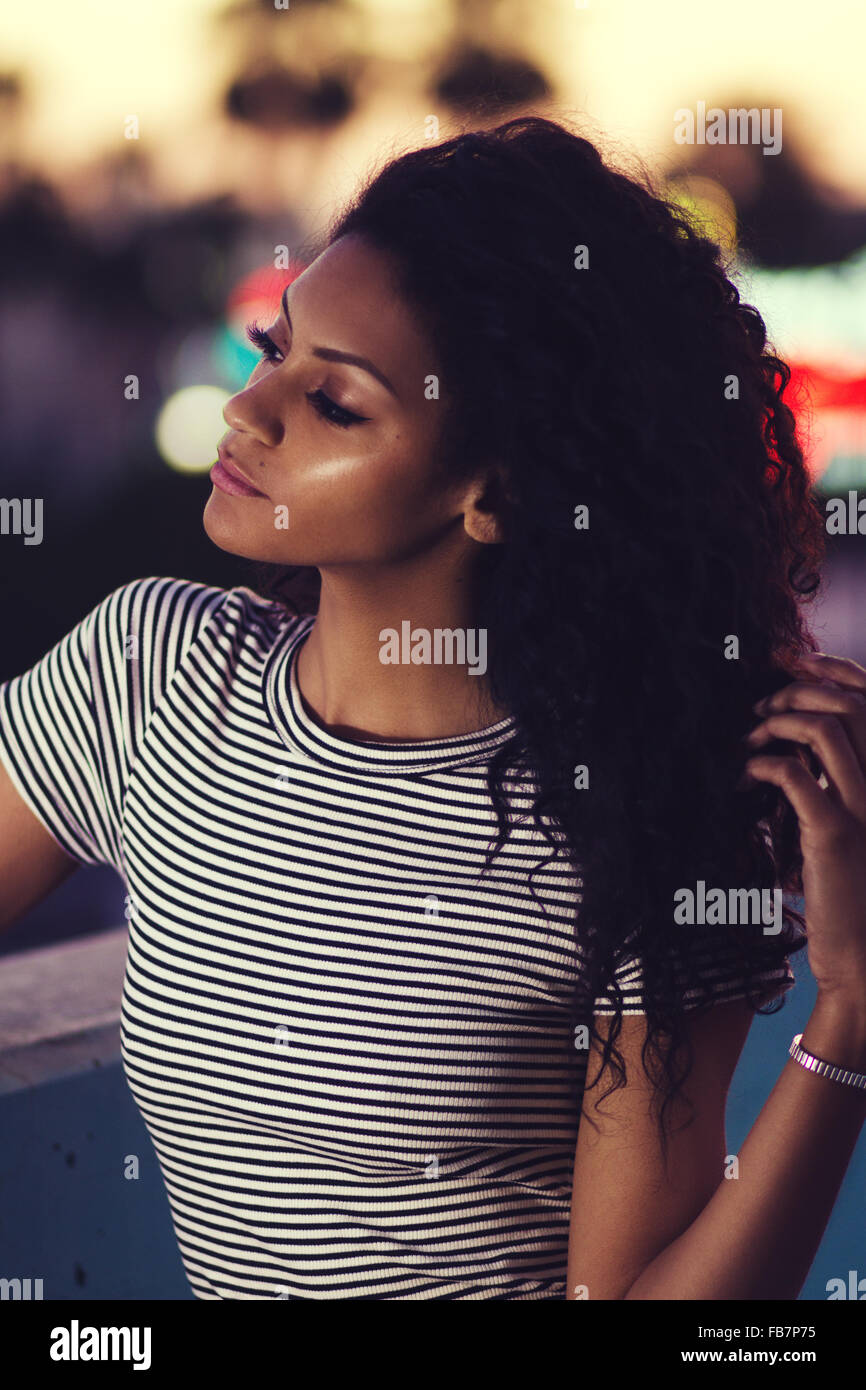 Beautiful Model, Hollywood Rooftop Stock Photo - Alamy