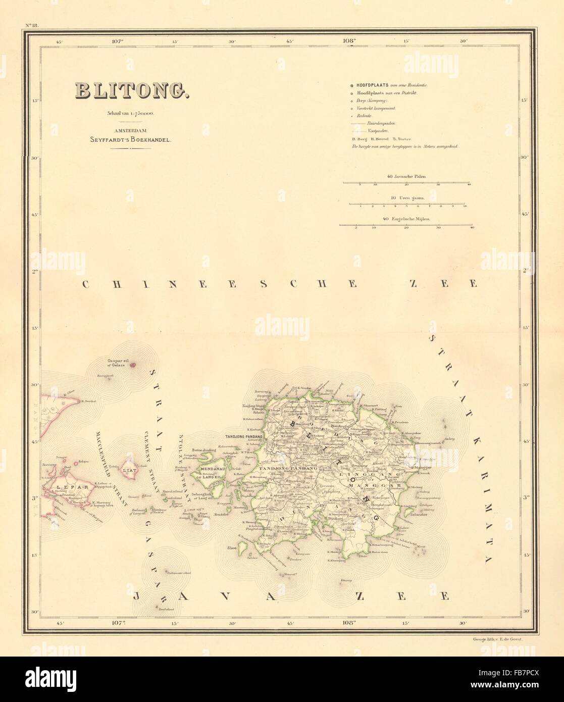 DUTCH EAST INDIES: Indonesia: Blitong Belitung Billiton. DORNSEIFFEN ...