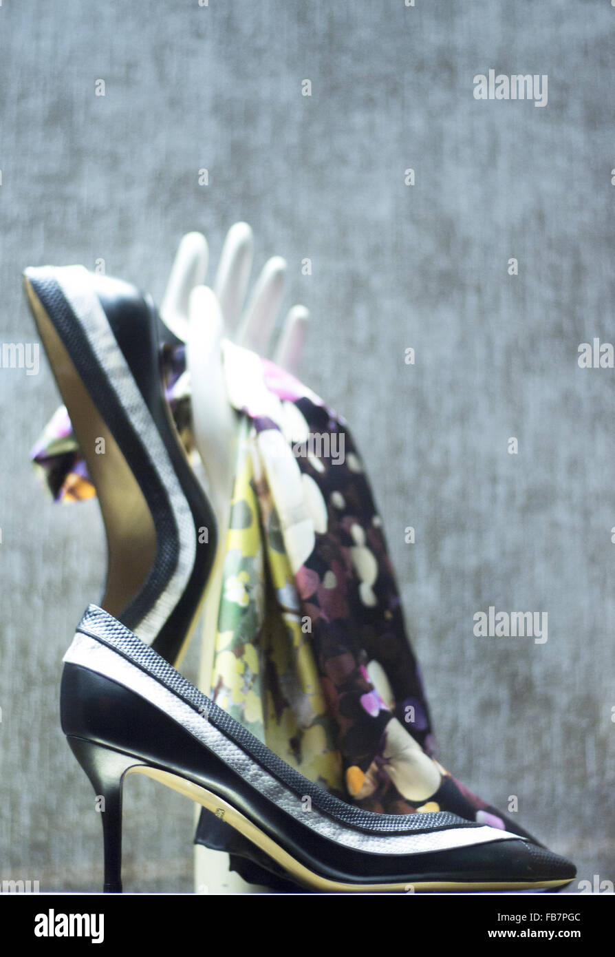 Shoe retail store women's shoes on display in shop window photo Stock ...
