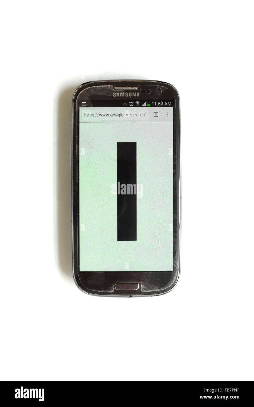 The letter I written on the screen of a smartphone photographed against ...