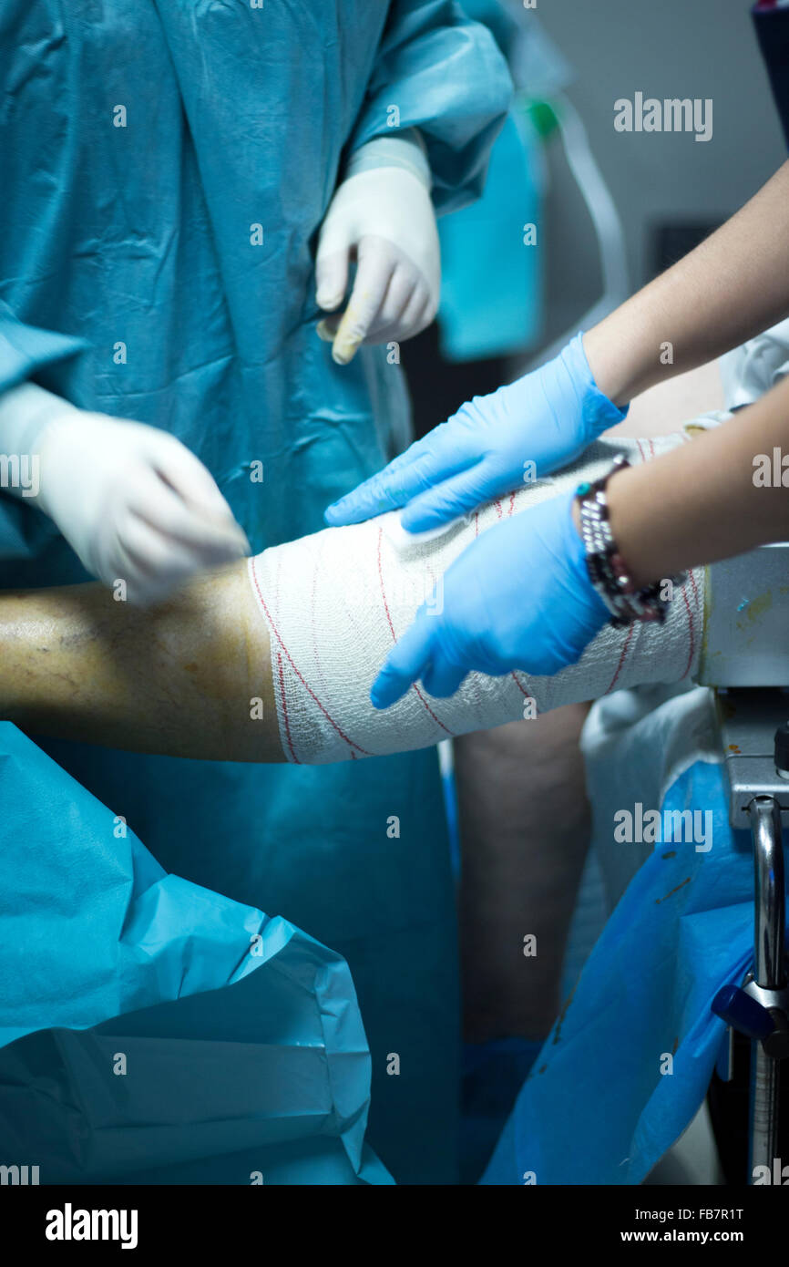 Knee arthroscopy orthopedic surgery operation in hospital emergency ...