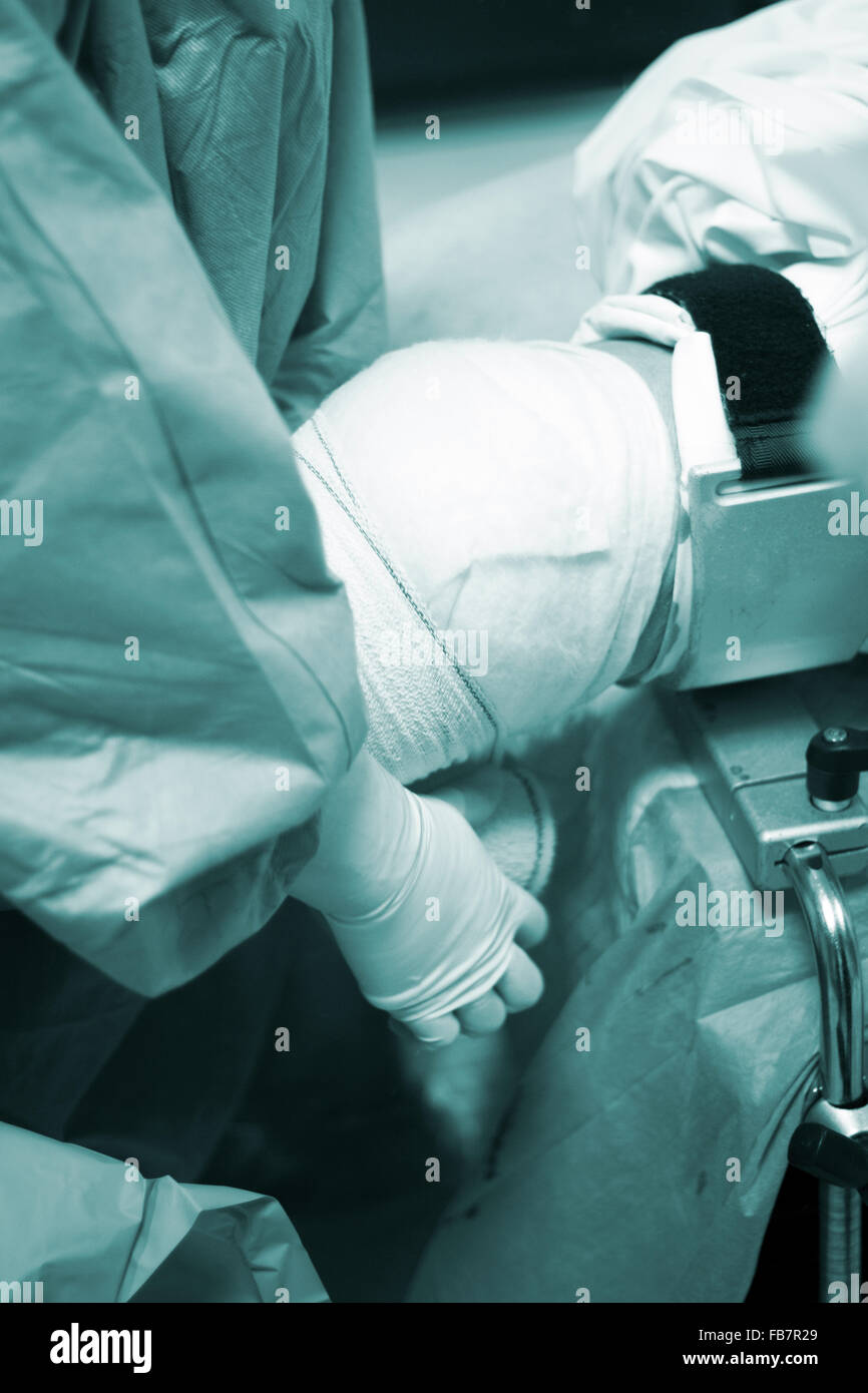 Knee arthroscopy orthopedic surgery operation in hospital emergency ...