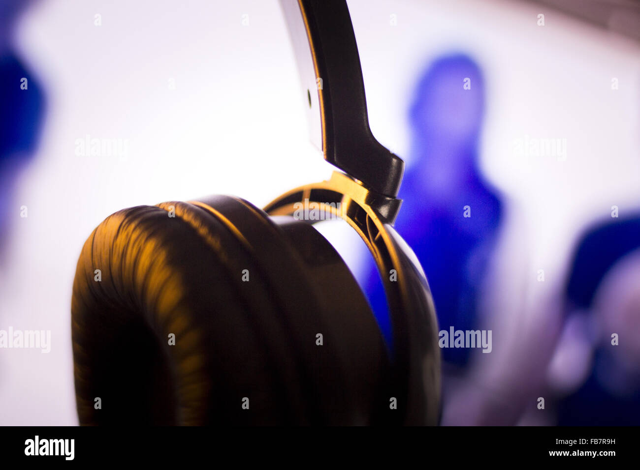 Professional dj studio deejay closed headphones color photo Stock Photo ...