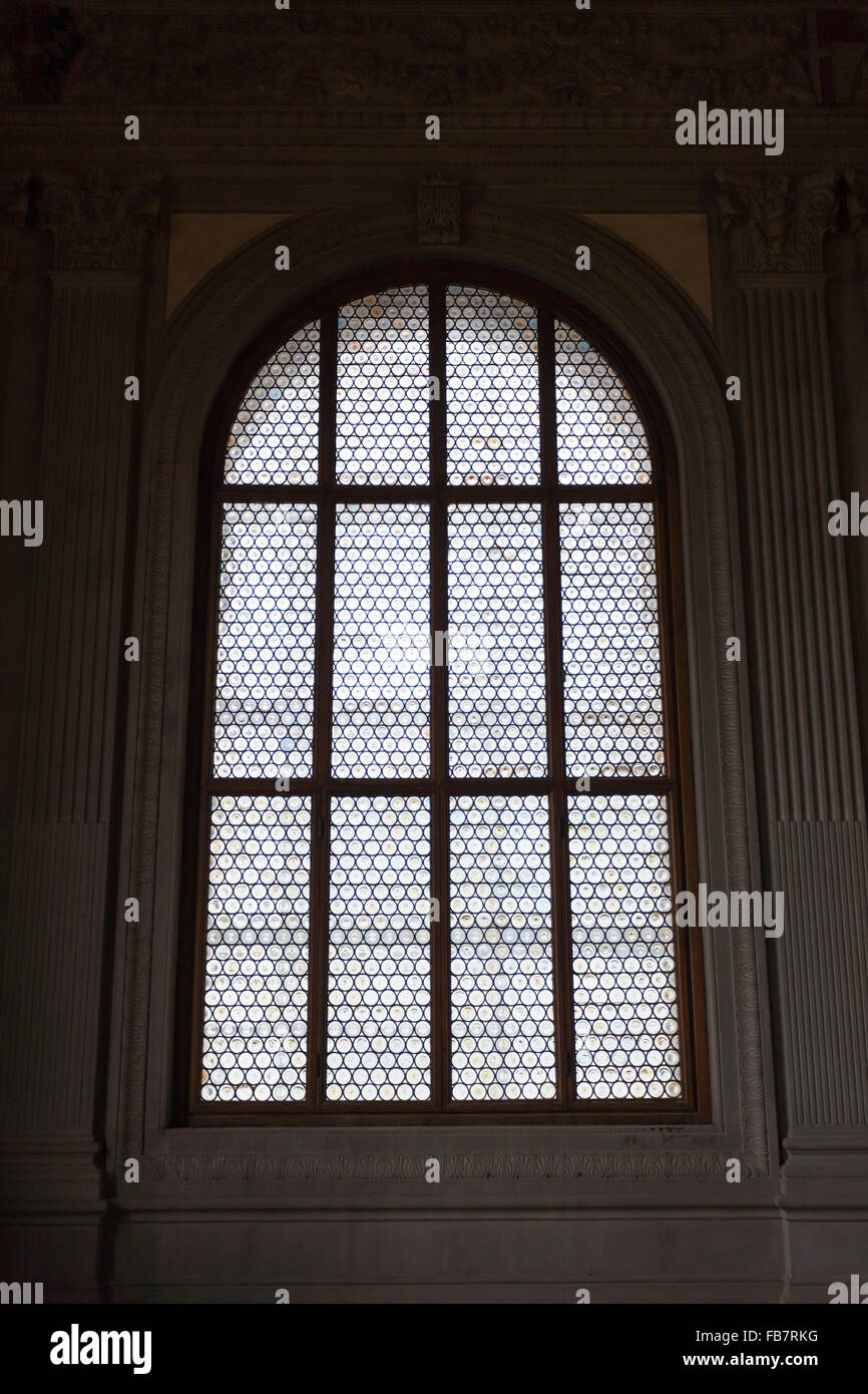 Detail of a window with pattern of circles Stock Photo - Alamy